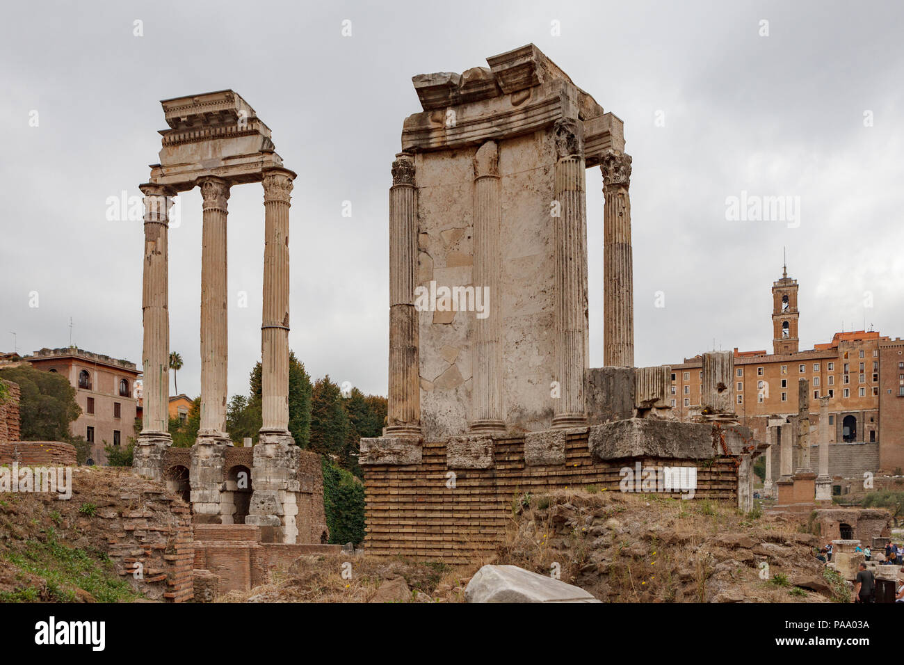 Temple of Castor and Pollux and the Temple of Vesta (Latin Aedes Vestae; Italian: Tempio di ...