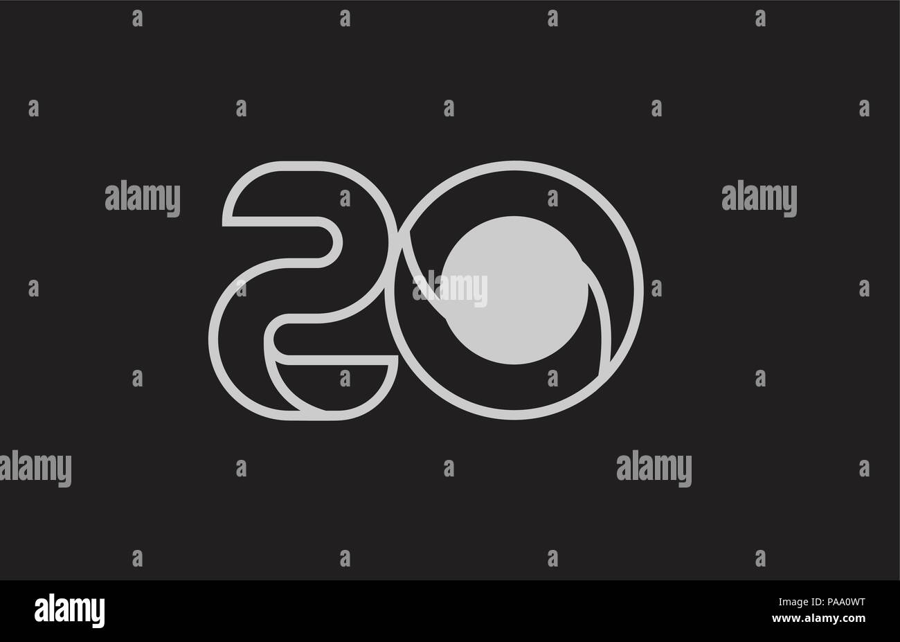 black and white number 20 logo design suitable for a company or ...