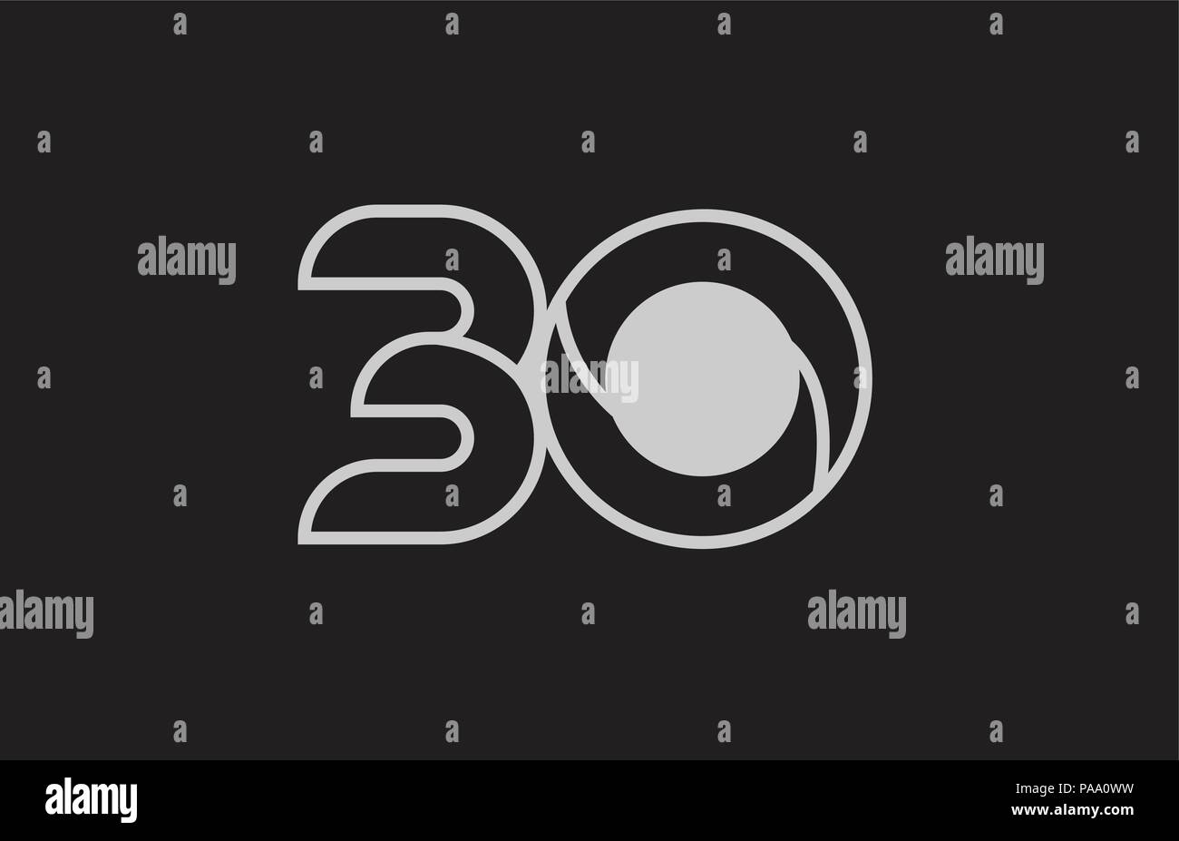 black and white number 30 logo design suitable for a company or ...