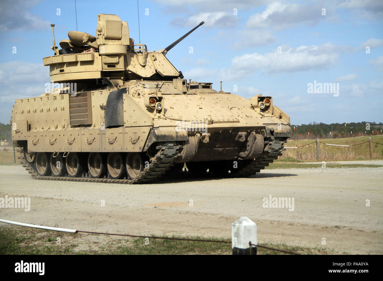 An M3A3 Bradley fighting vehicle of 2nd Battalion, 7th Infantry ...