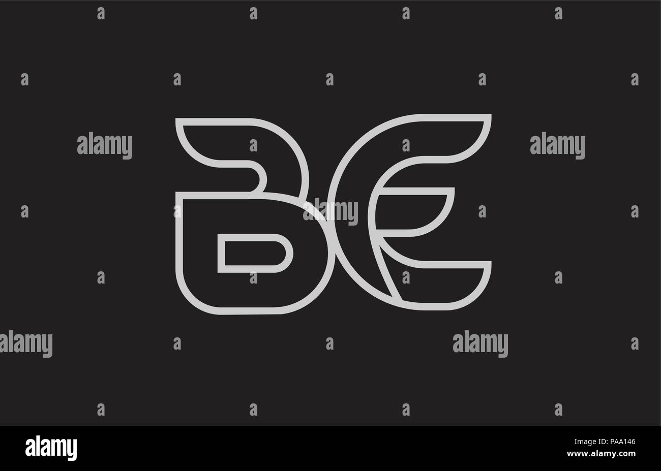 black and white alphabet letter be b e logo combination design suitable ...