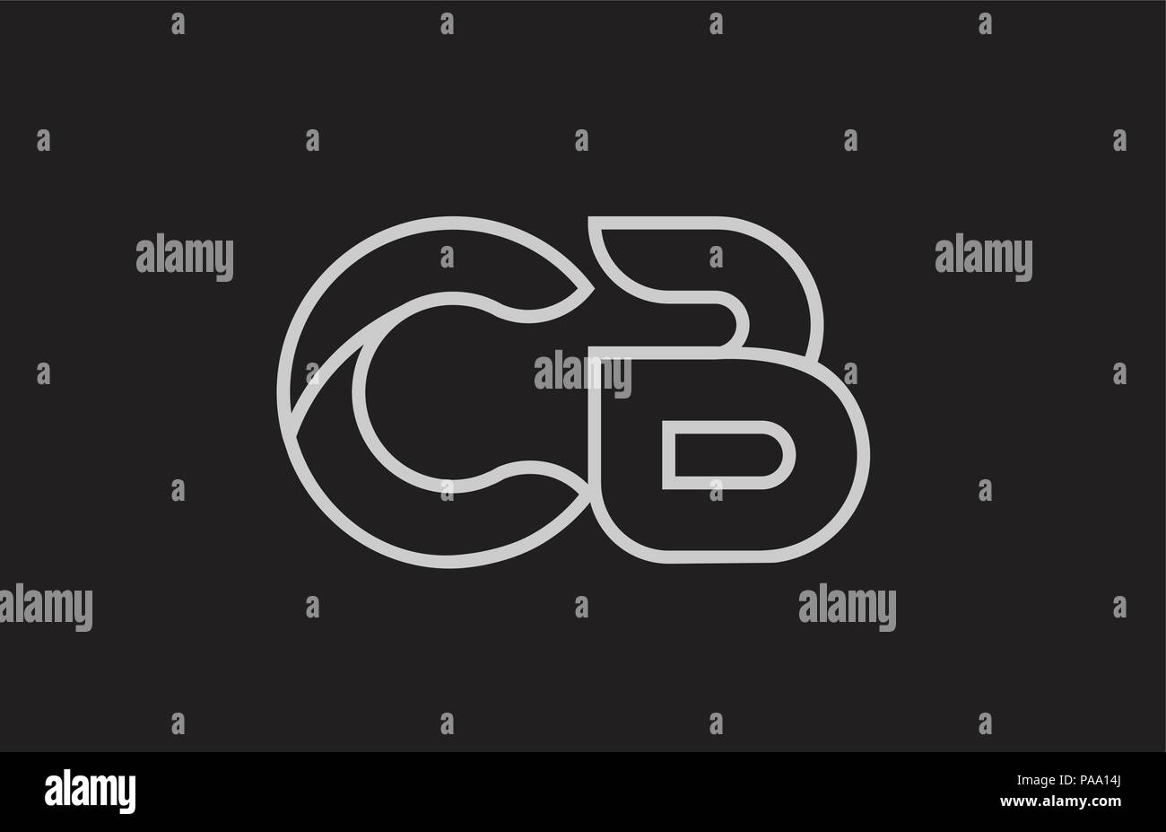 black and white alphabet letter cb c b logo combination design suitable ...