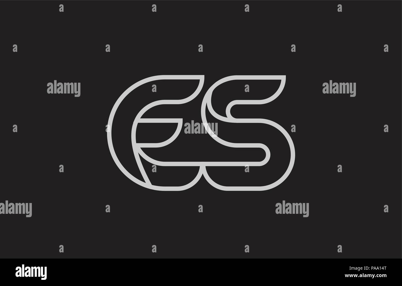 black and white alphabet letter es e s logo combination design suitable ...