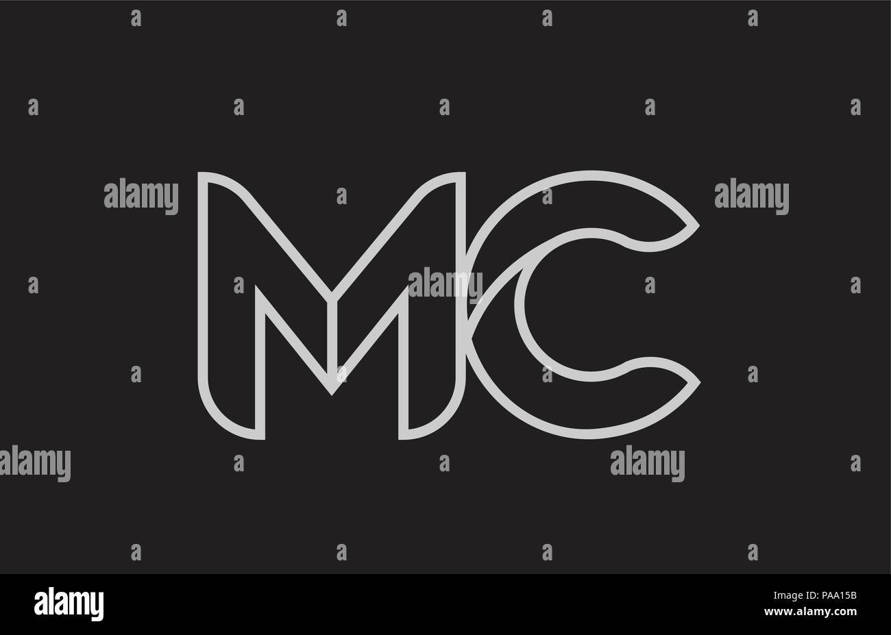 black and white alphabet letter mc m c logo combination design suitable ...