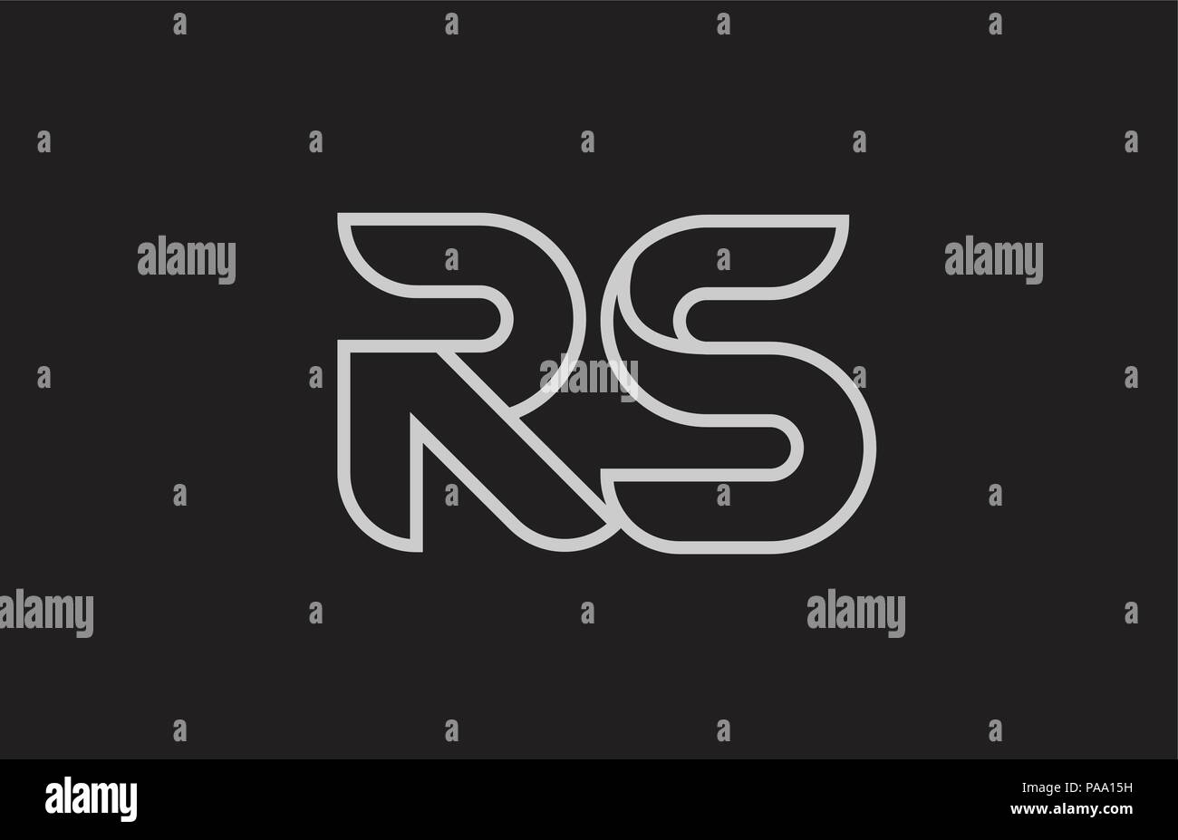 black and white alphabet letter rs r s logo combination design suitable ...