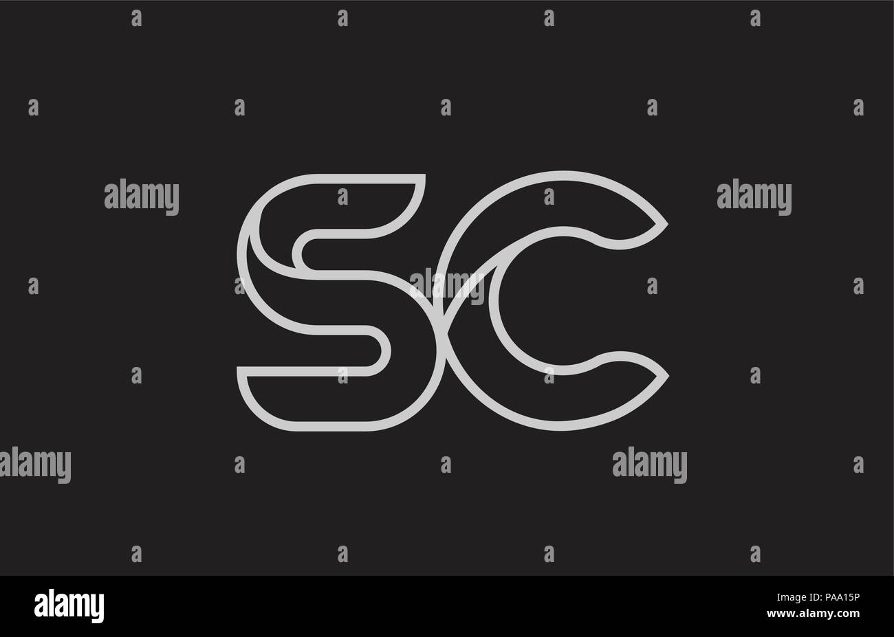black and white alphabet letter sc s c logo combination design suitable ...