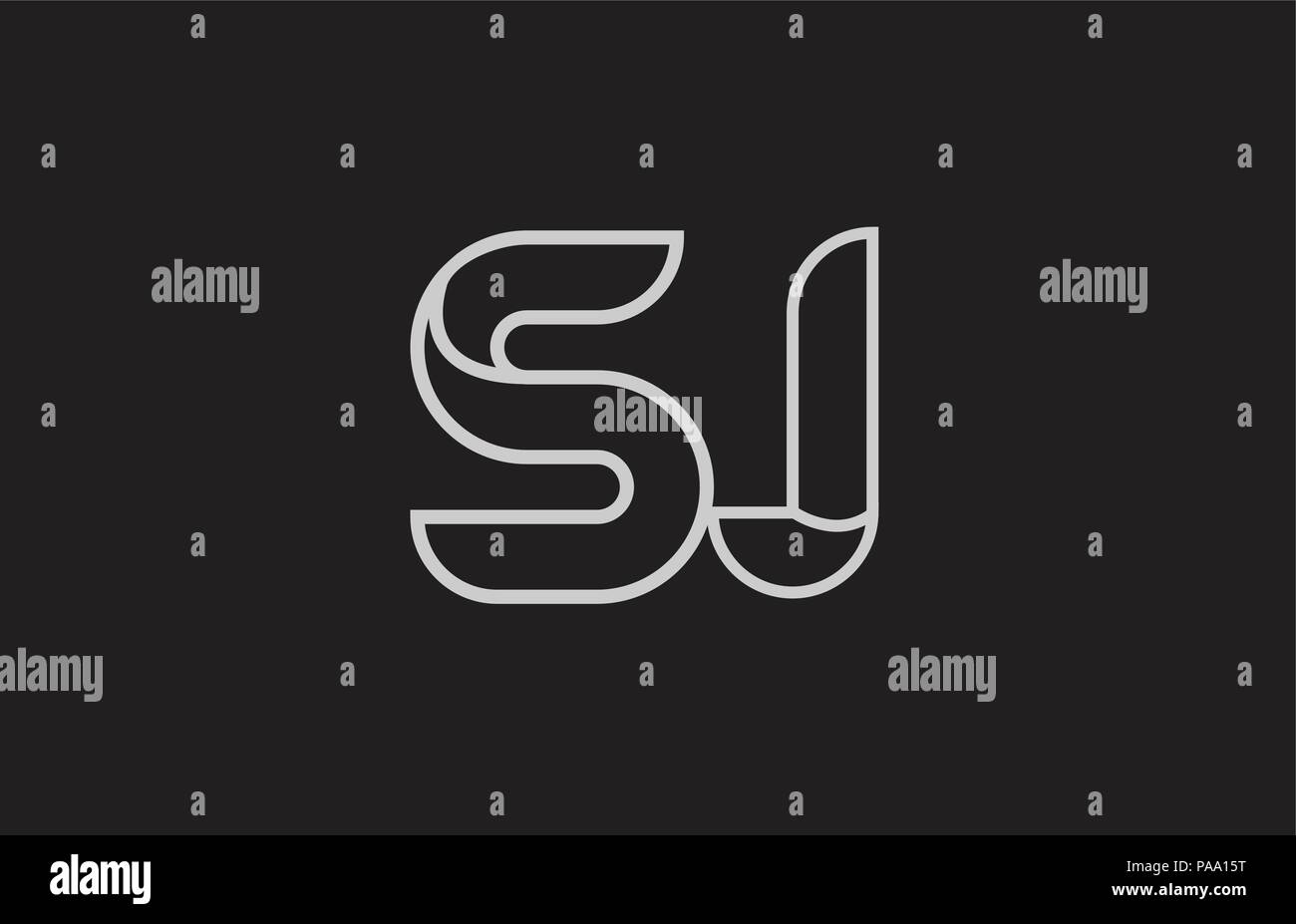 black and white alphabet letter sj s j logo combination design suitable ...