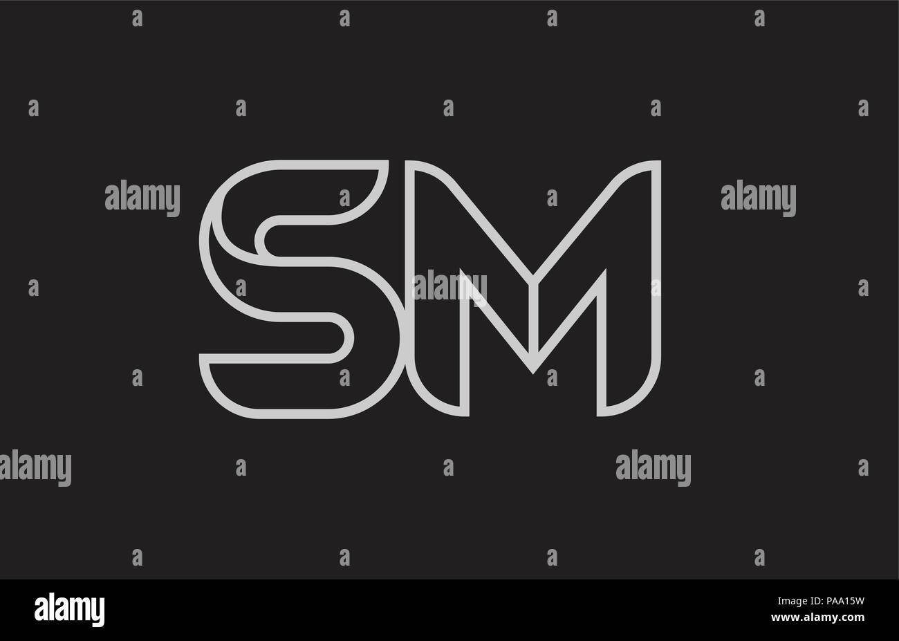 black and white alphabet letter sm s m logo combination design suitable ...