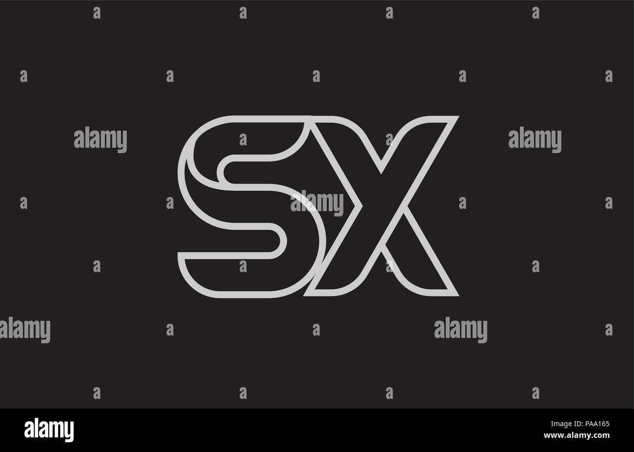 black and white alphabet letter sx s x logo combination design suitable ...