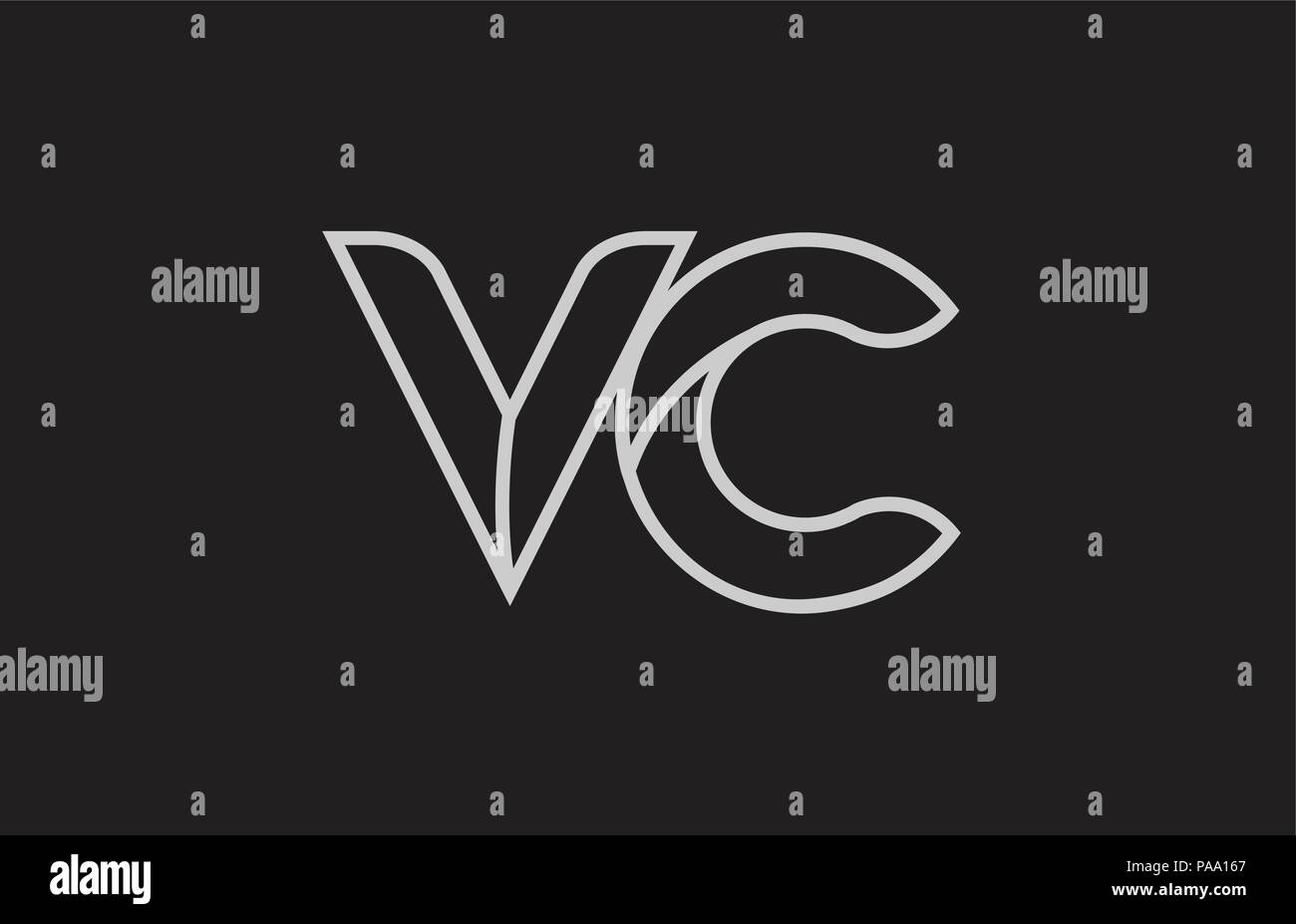 black and white alphabet letter vc v c logo combination design suitable ...