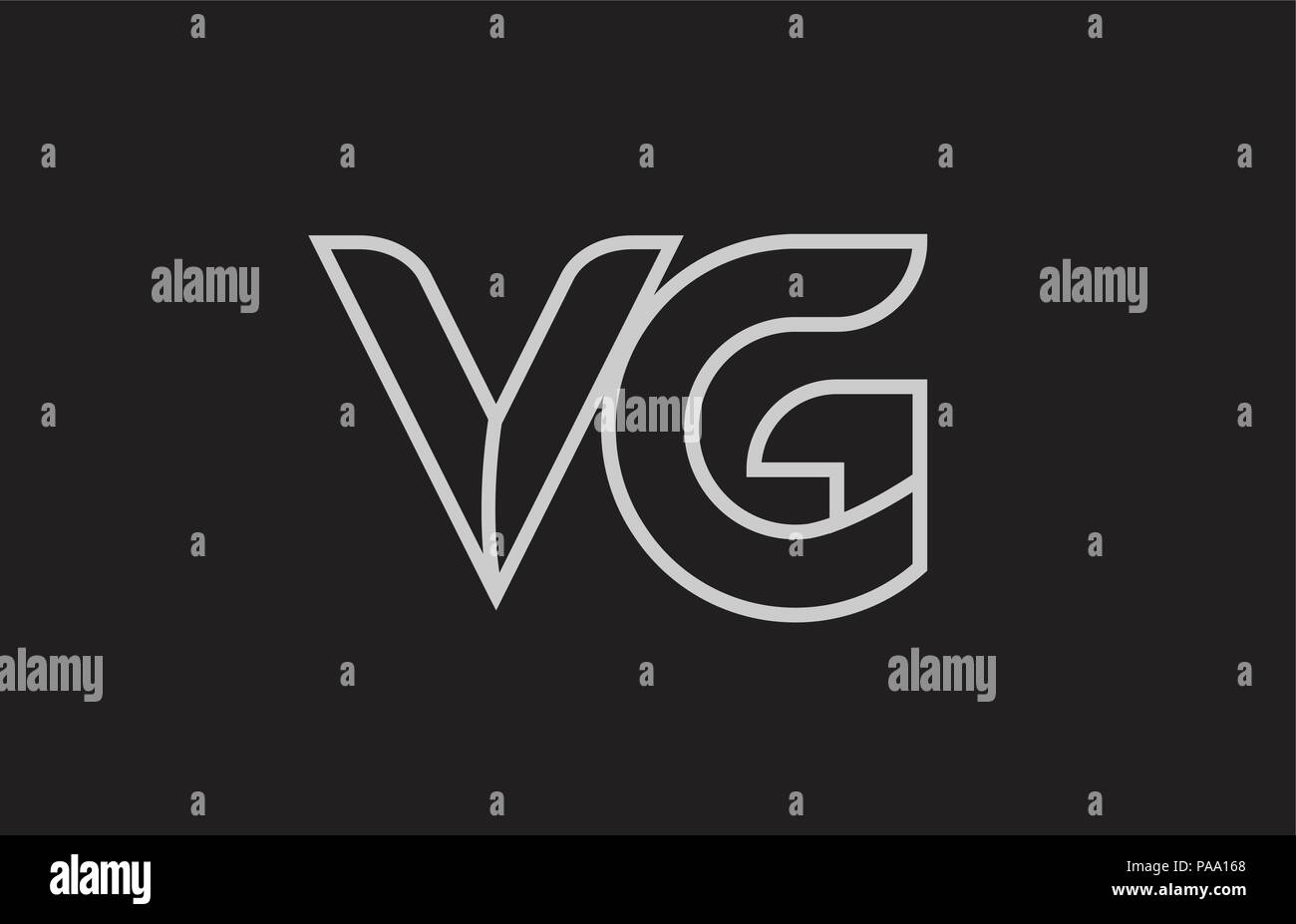 black and white alphabet letter vg v g logo combination design suitable ...