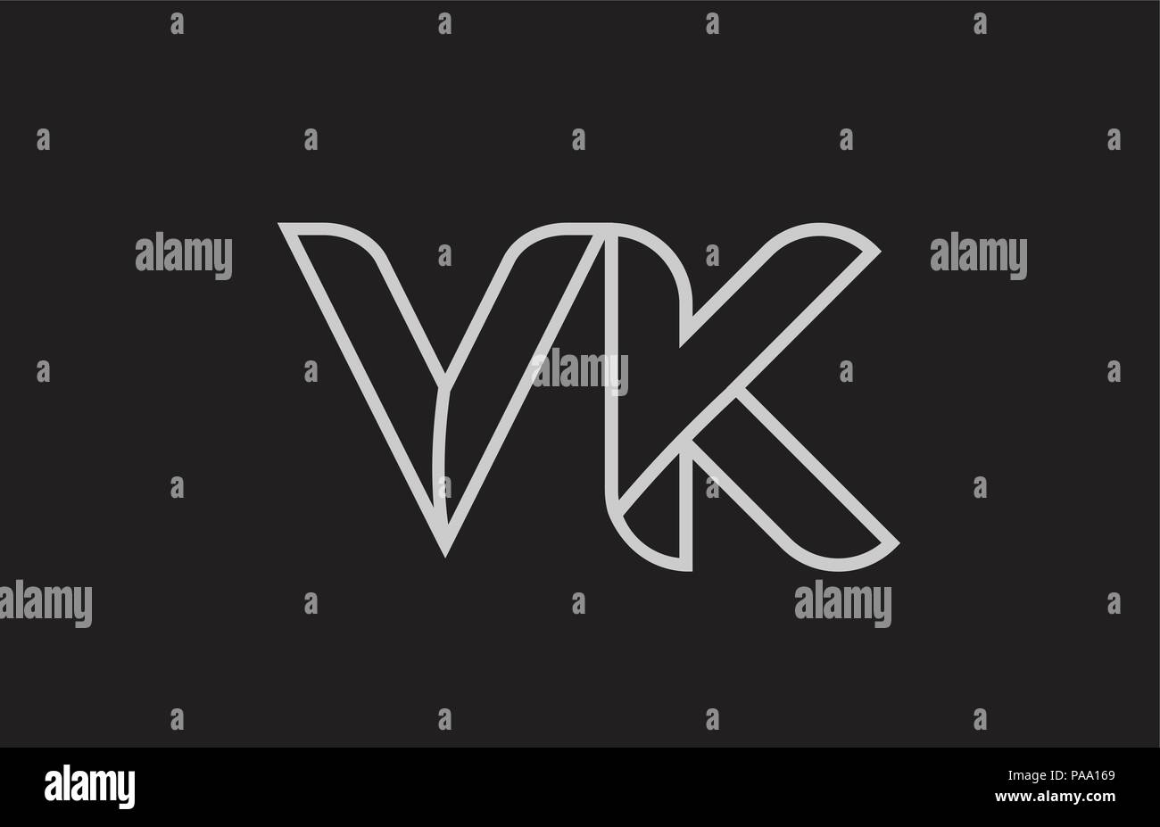 black and white alphabet letter vk v k logo combination design suitable ...