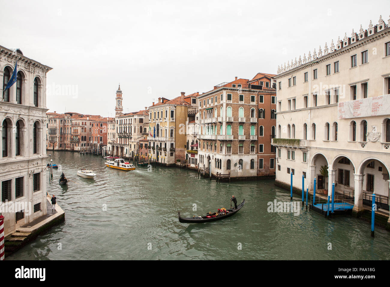 VENICE, ITALY, NOVEMBER 05, 2017: Grand Canal in Venice. Gondola. View ...