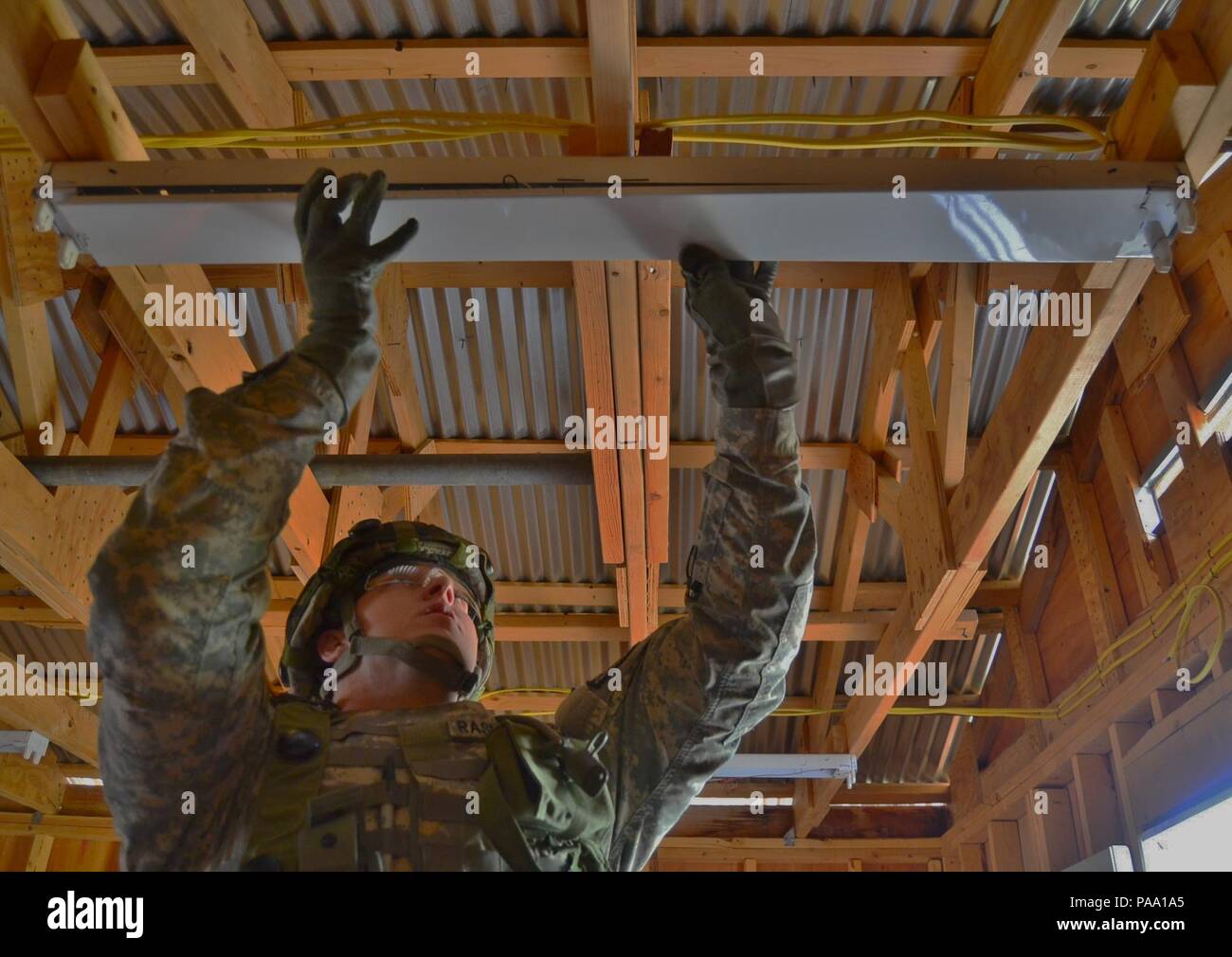 A U.S. Army Reserve Soldier with the 389th Engineer Company ...