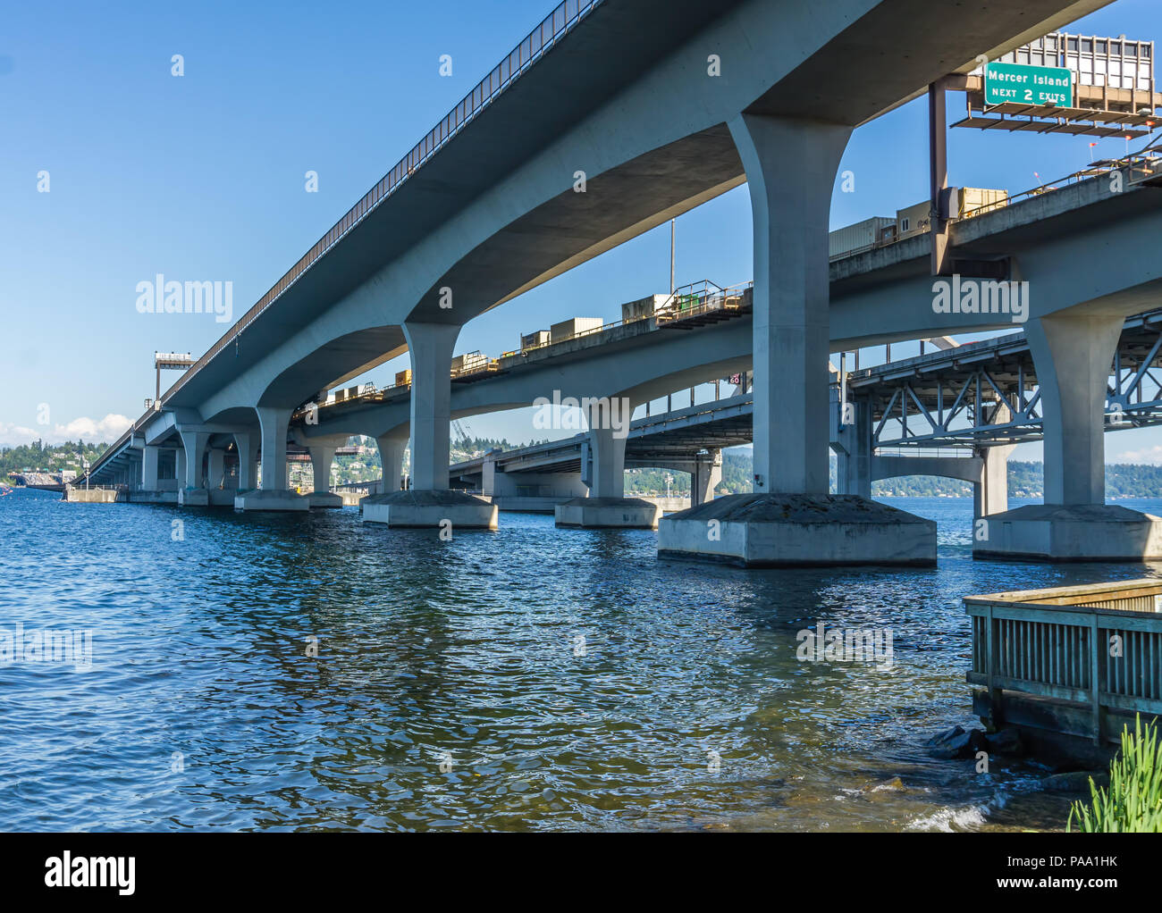 A view from under Seattle highway bridges Stock Photo - Alamy