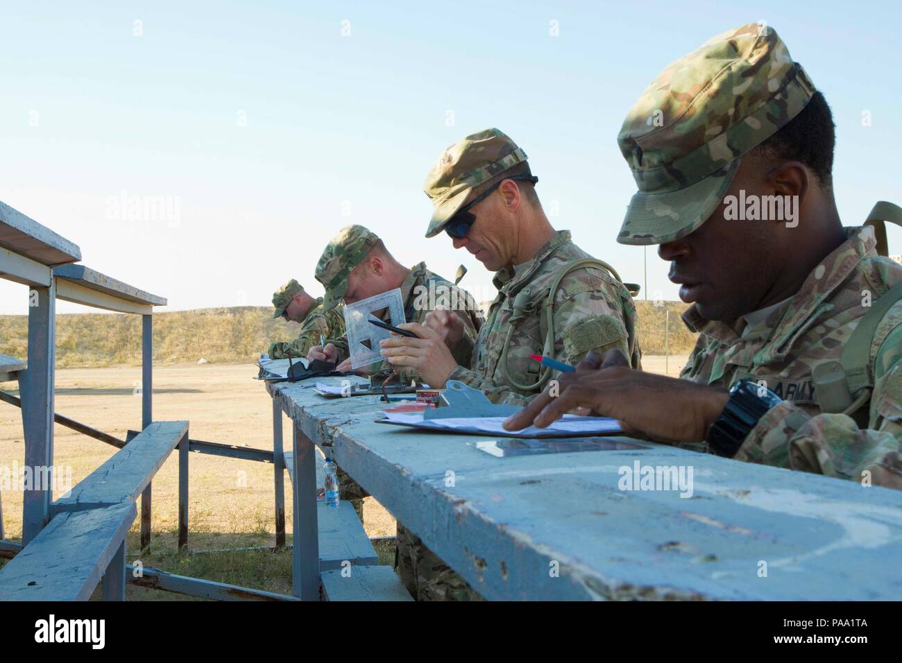 Soldiers attending the first U.S. Army Central Basic Leader Course plot ...