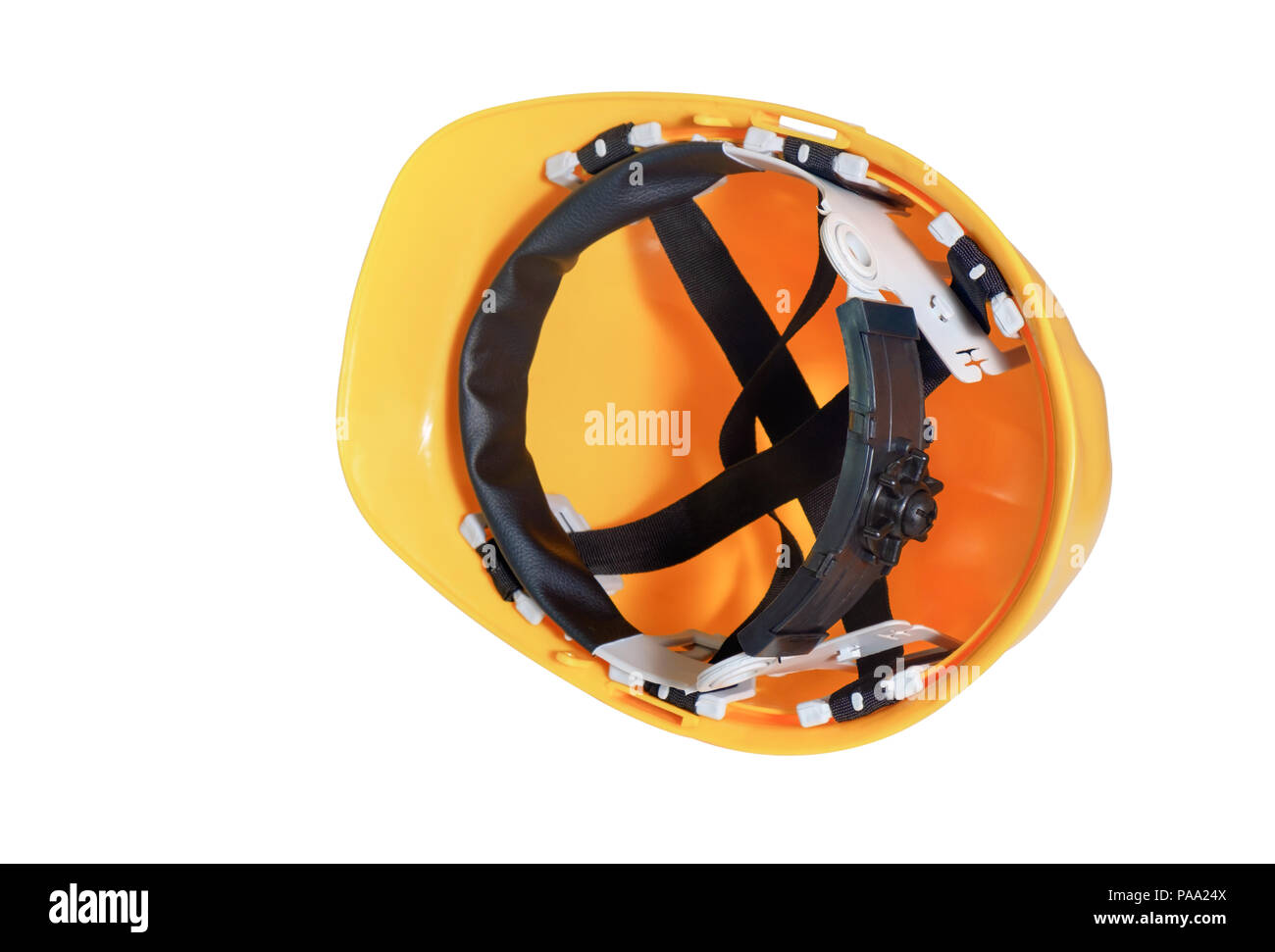 Yellow safety hat isolated on white background. with path Stock Photo ...