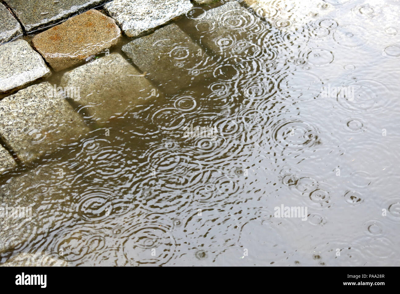 Raindrops puddle splash pavement hi-res stock photography and images - Alamy