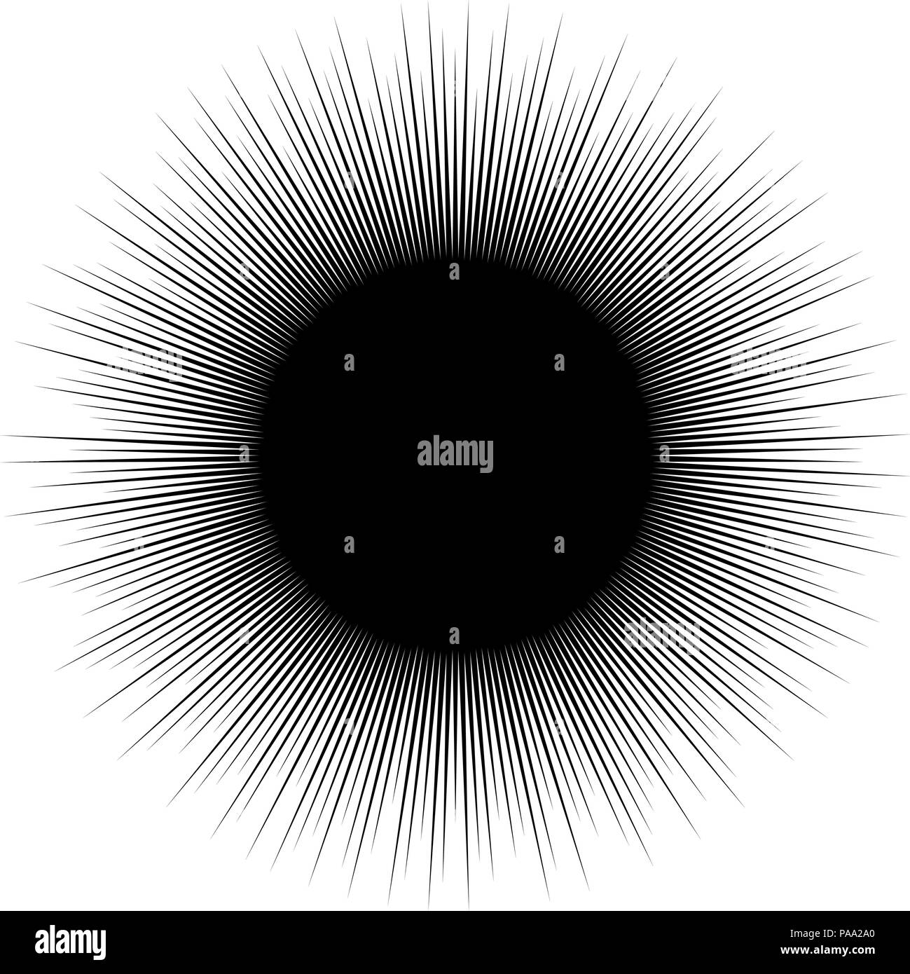 vector abstract radial burst. black star explosion isolated on white ...