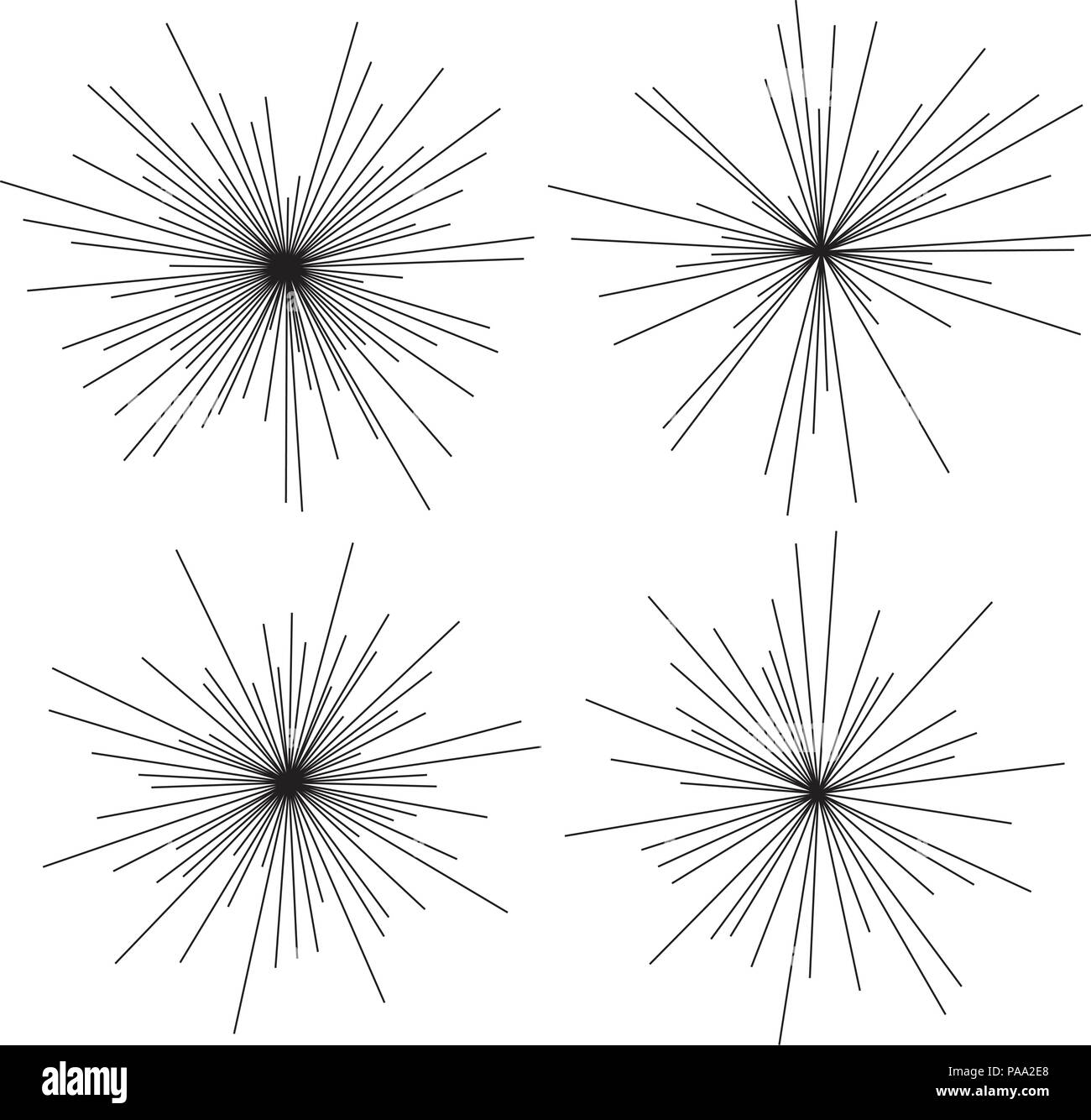 vector abstract radial burst. black star explosion isolated on white ...