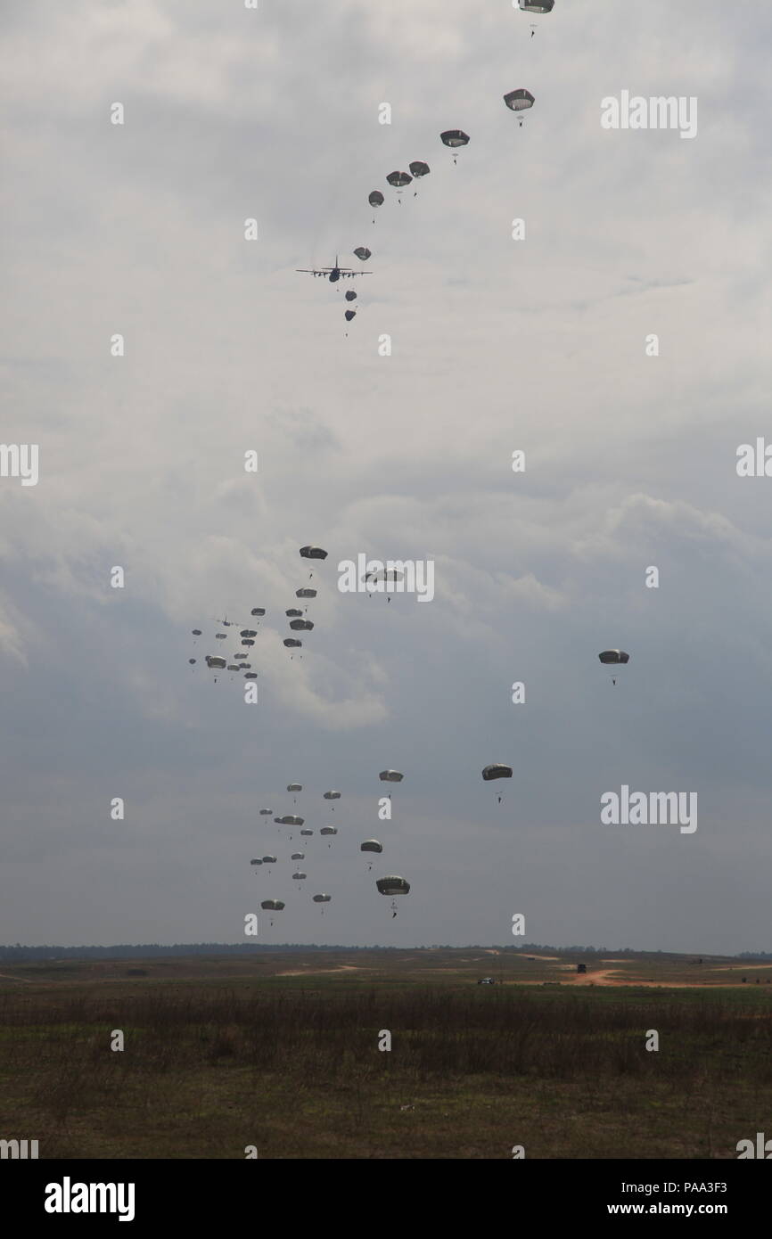 U.S. Army paratroopers jump into Sicily Drop Zone on Fort Bragg, N.C ...