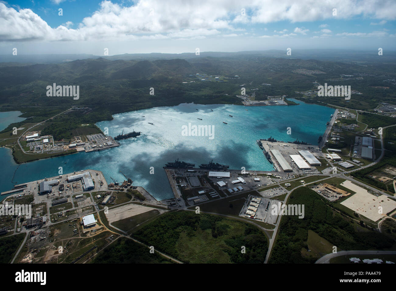APRA HARBOR, Guam (March 5, 2016) – An aerial view from above U.S ...