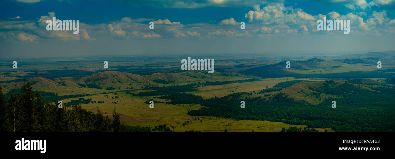 Aerial photo shoot of mountains, valley and meadows, russian soul in ...