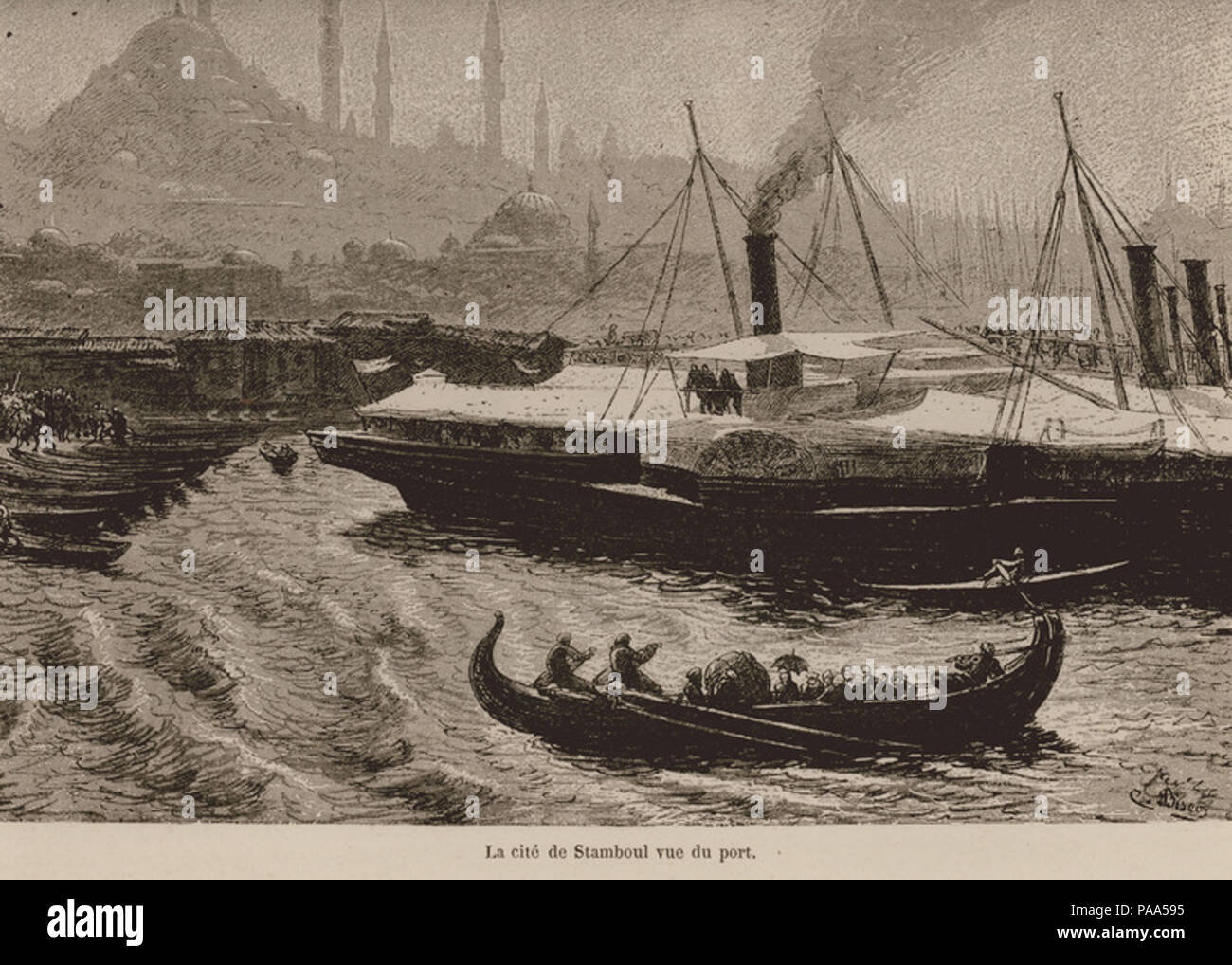 151 La cité de Stamboul vue du port - De Amicis Edmondo - 1883 Stock ...