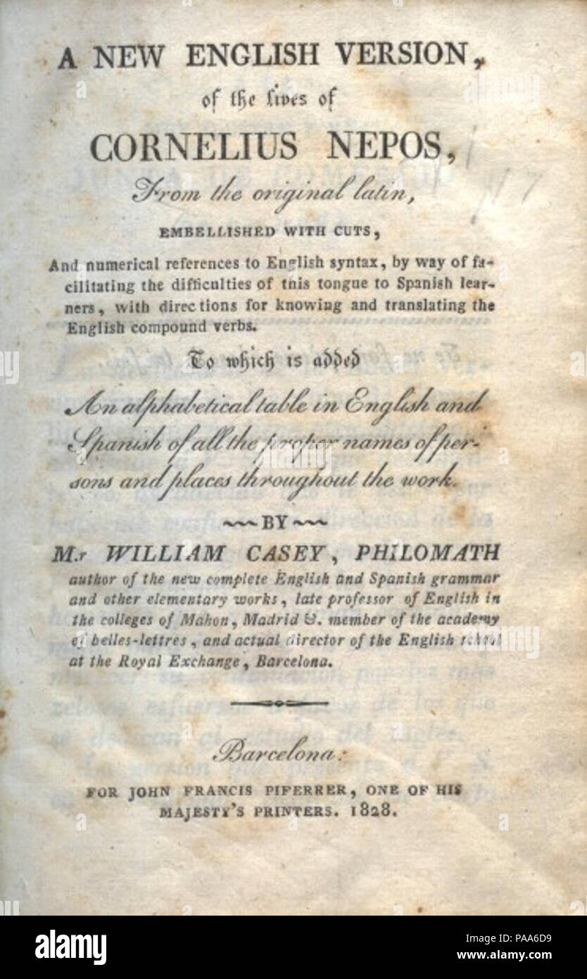 A new English version of the Lives of Cornelius Nepos. William Casey ...