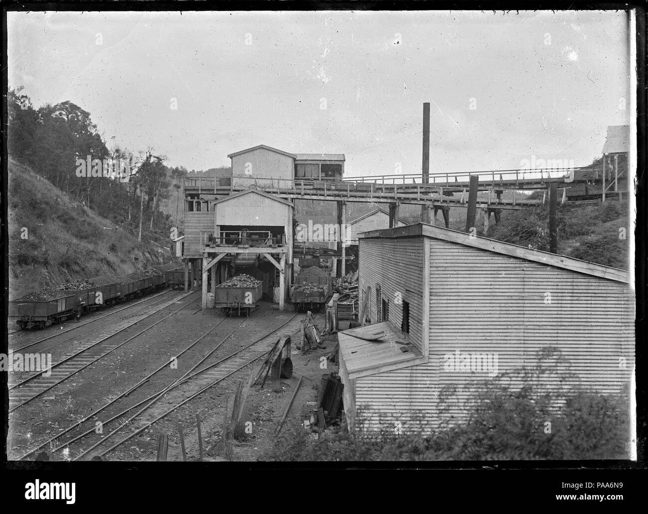 159 Loading bins. Mount Massey, Waipa Coal Company ATLIB 284383 Stock ...