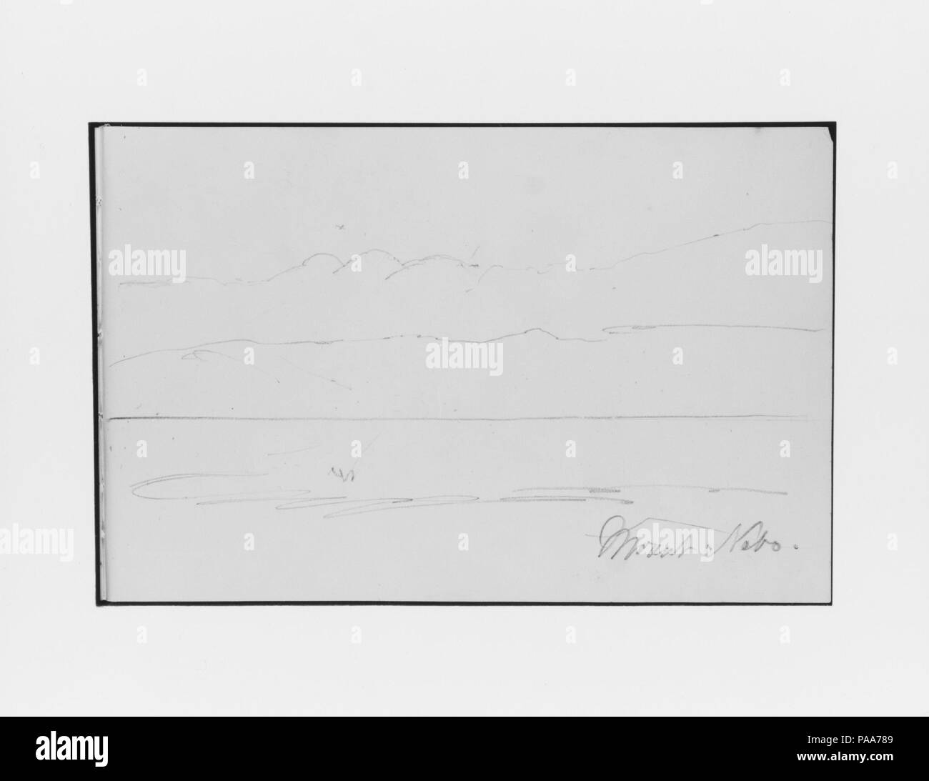 Mount Nebo (from Sketchbook). Artist: Mary Newbold Sargent (1826-1906). Dimensions: 5 1/4 x 8 1/ ...