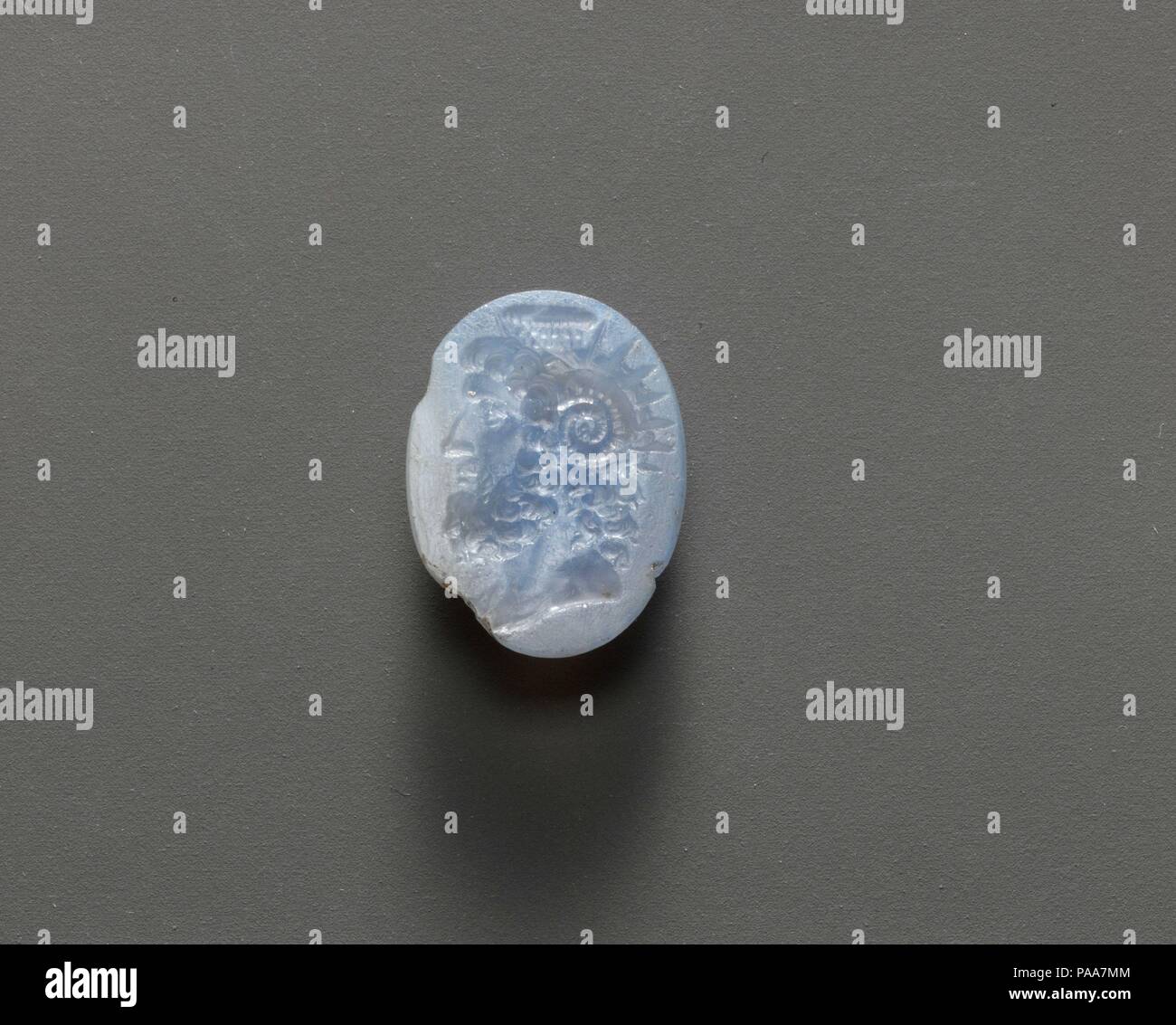 Chalcedony intaglio: Head of Jupiter Ammon. Culture: Roman. Dimensions ...