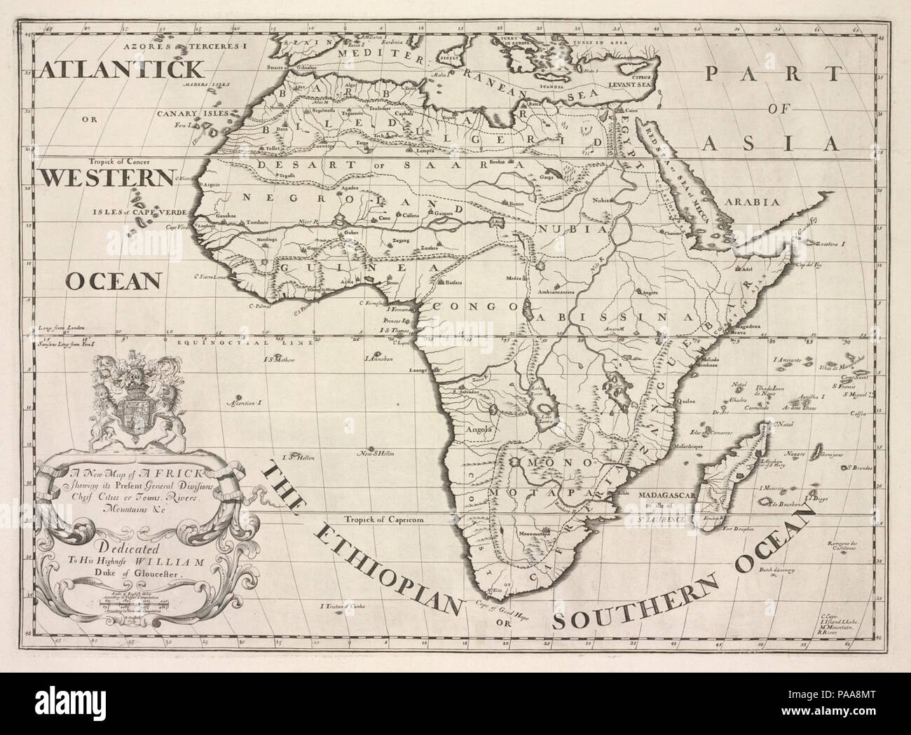 A new map of Africk shewing its present general divisions, chief cities ...