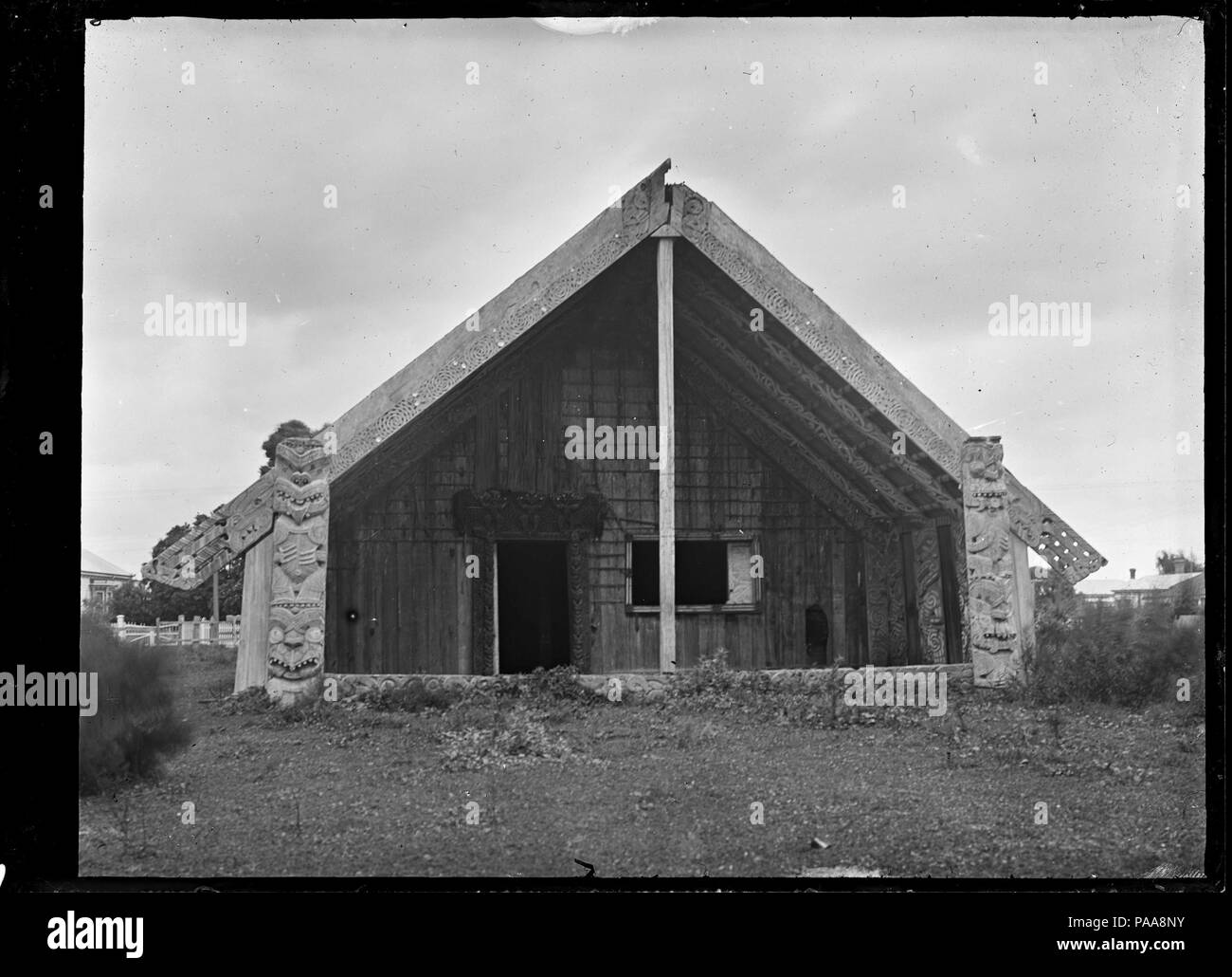 165 Maori meeting house at Parawai, Thames, in 1917 ATLIB 284331 Stock ...