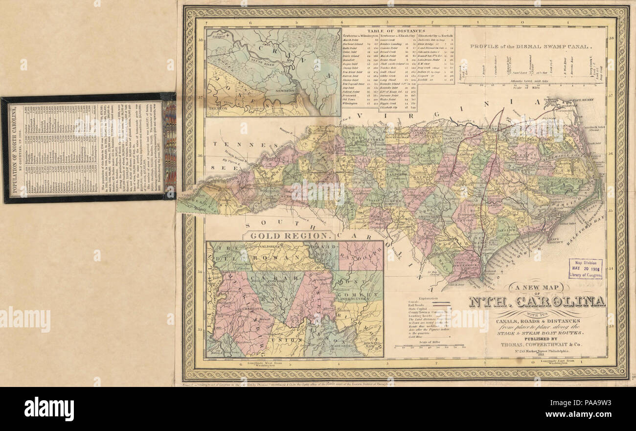 A new map of Nth. Carolina - with its canals, roads & distances from ...