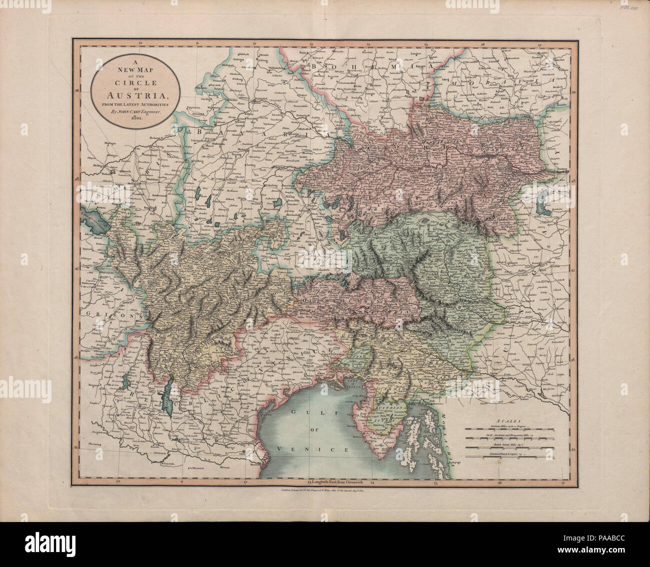 A new map of the circle of Austria 1801 Stock Photo - Alamy