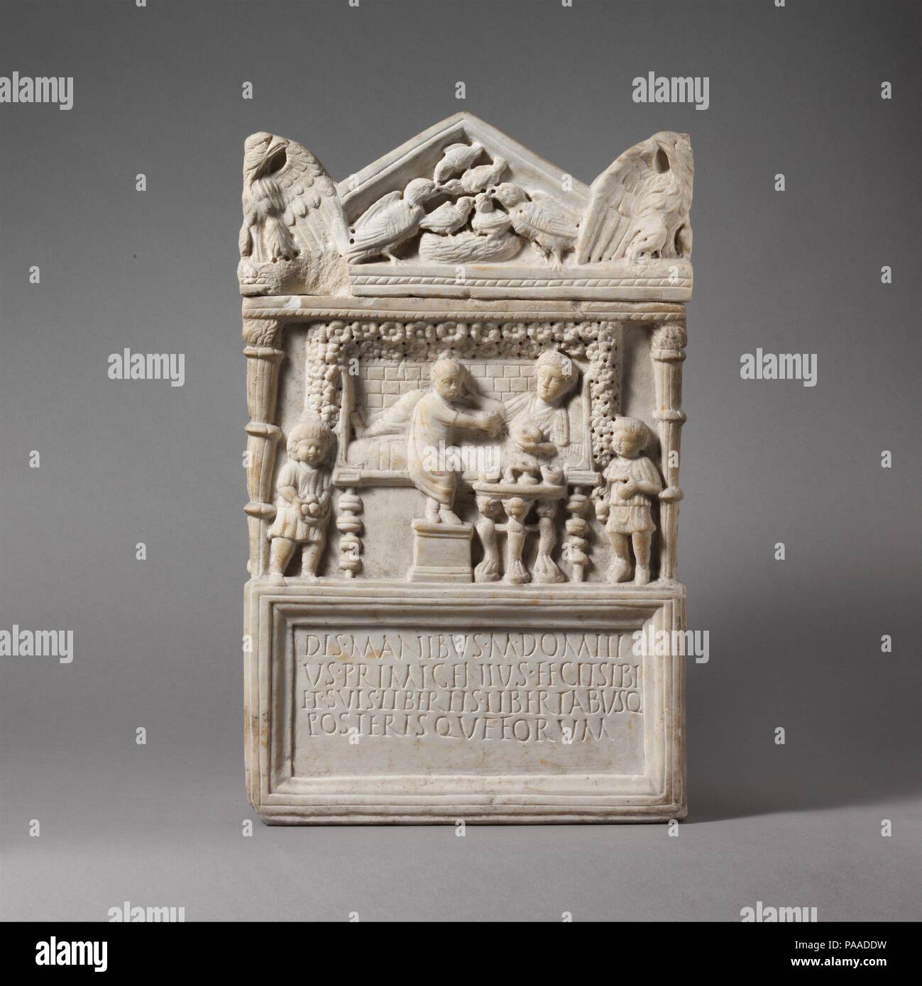 Marble cinerary chest with lid. Culture: Roman. Dimensions: H. with ...