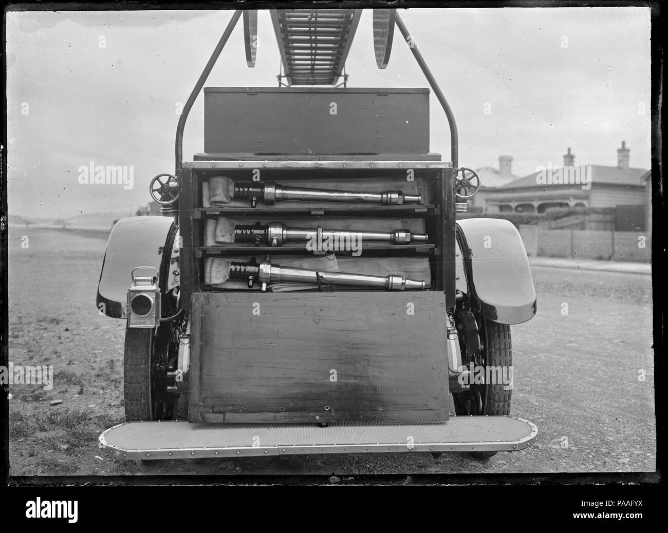 Fire engine rear Black and White Stock Photos & Images - Alamy