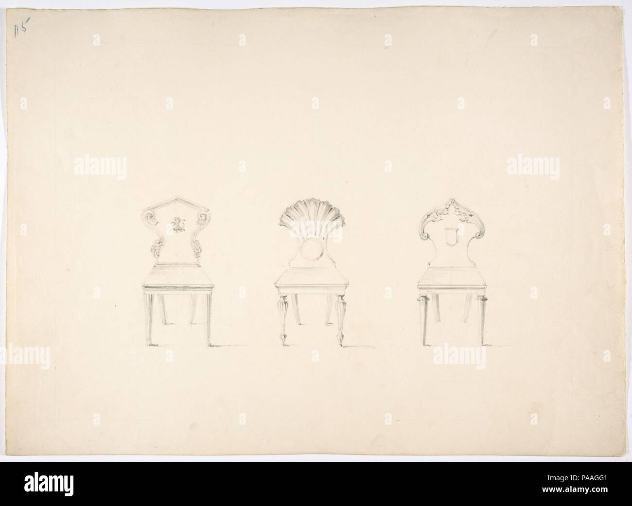 Design for Three Chairs, Two with Armorial Ornament on Backs. Artist ...