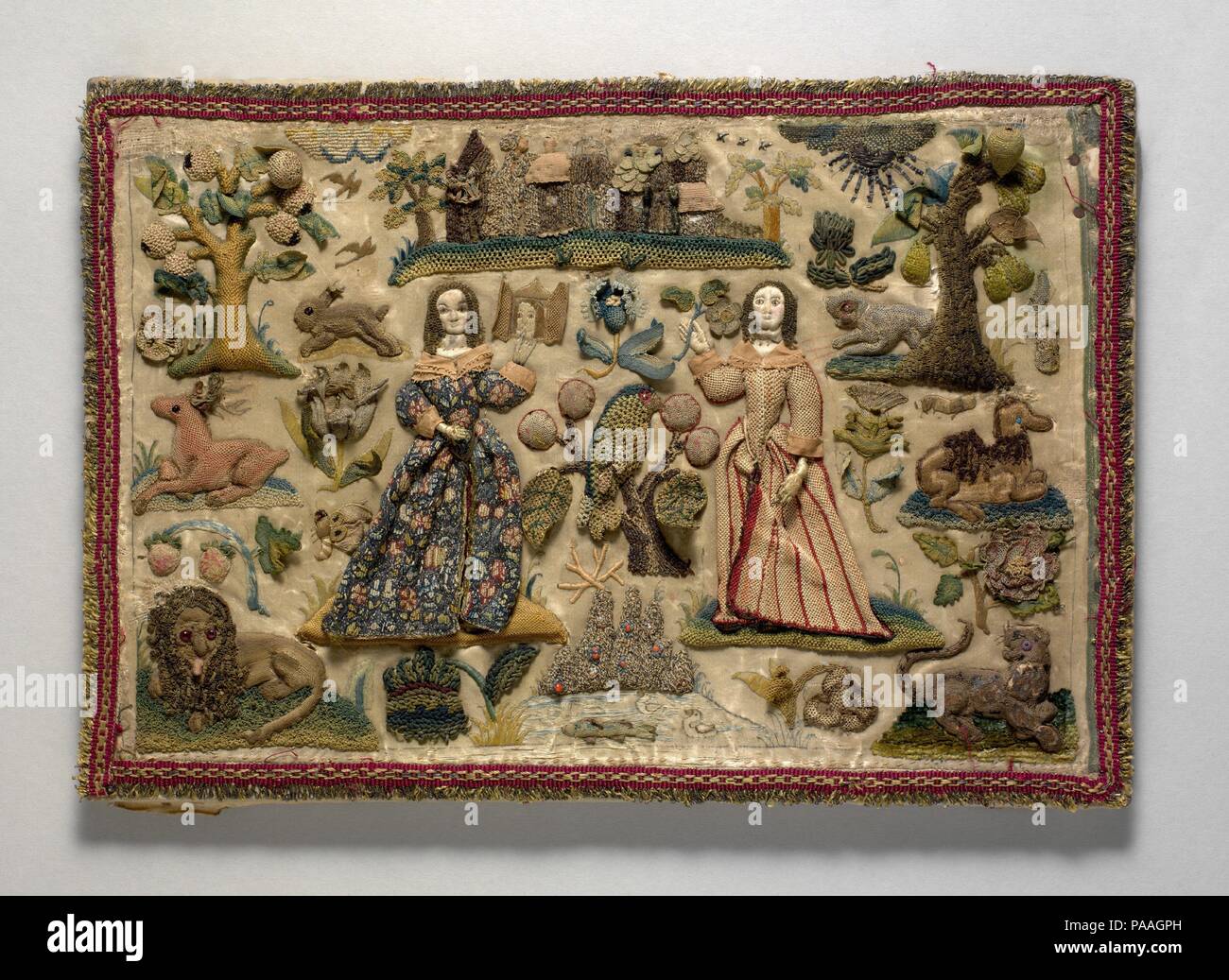 Two ladies in a landscape with a castle. Culture: British. Dimensions ...