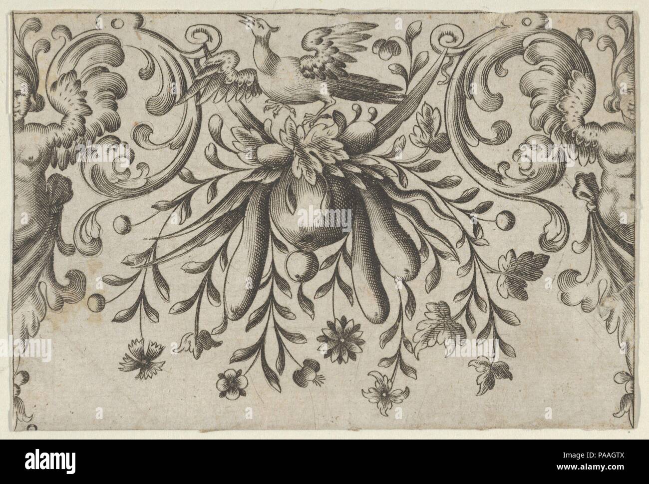 Design for Silverwork with Garlands, Birds, and Grotesque Motifs ...