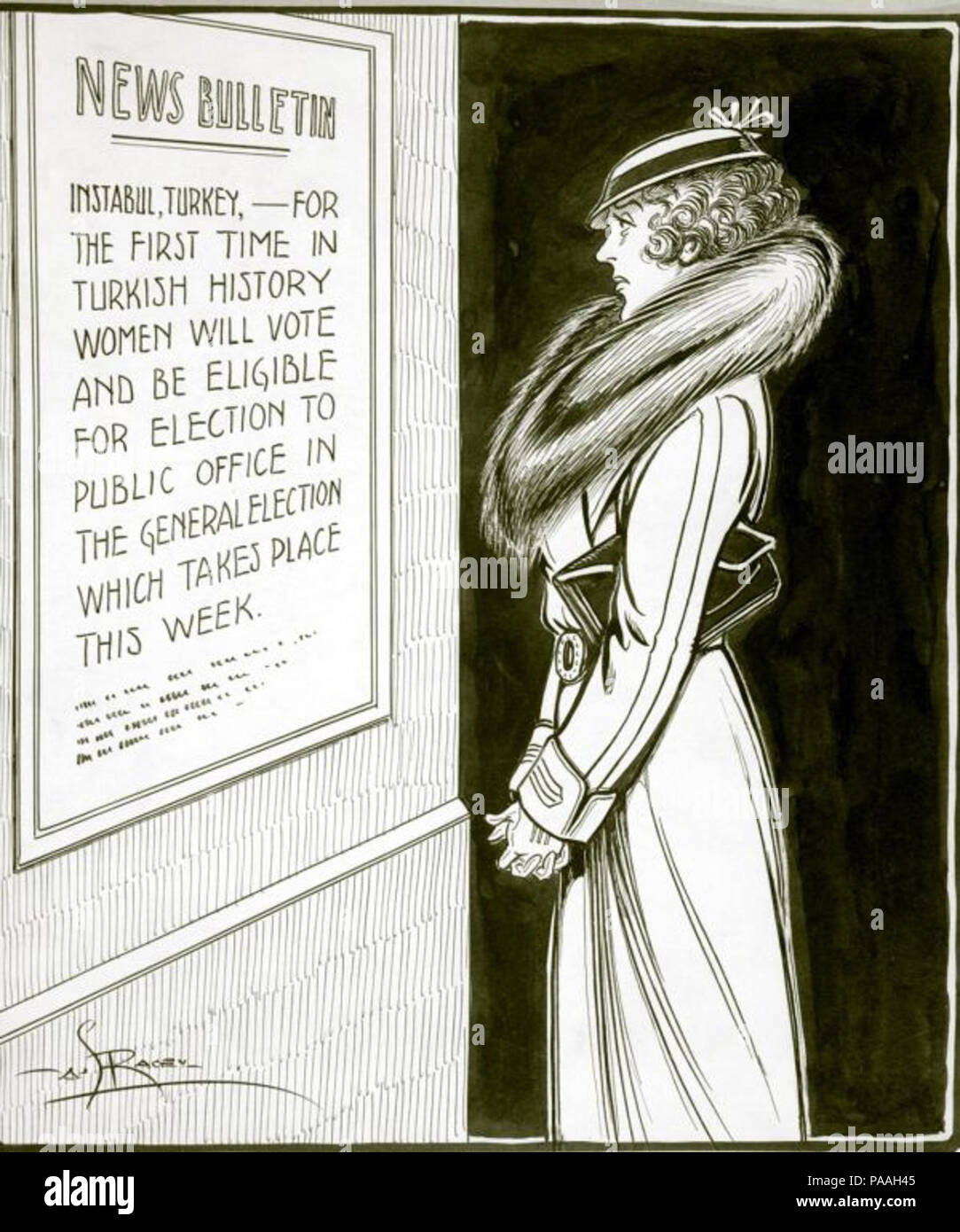 202 Political cartoon commenting on women's voting rights in Quebec ...