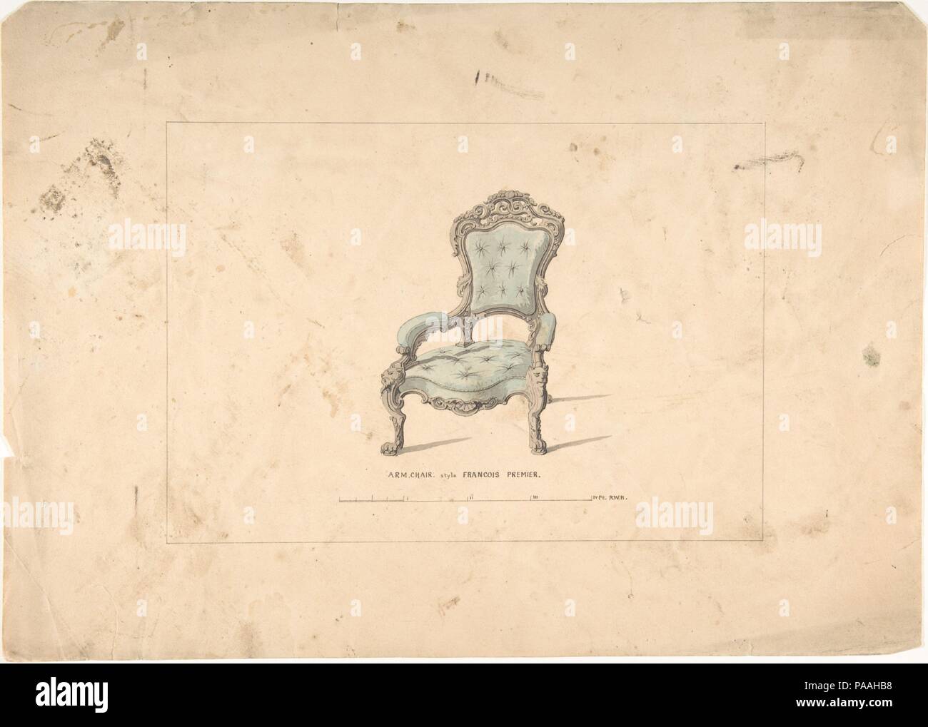 Design for Armchair, François Premier Style. Artist: Robert William ...