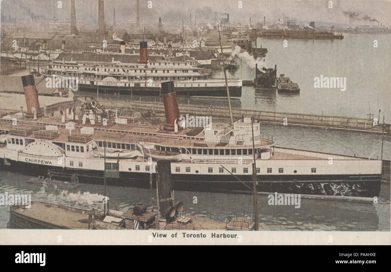 205 Postcard of the Toronto waterfront featuring Canada Steamship Lines ...