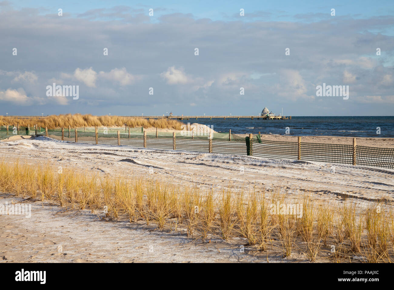 Beach and pier of Groemitz, Schleswig-Holstein, Germany, Europe Stock ...