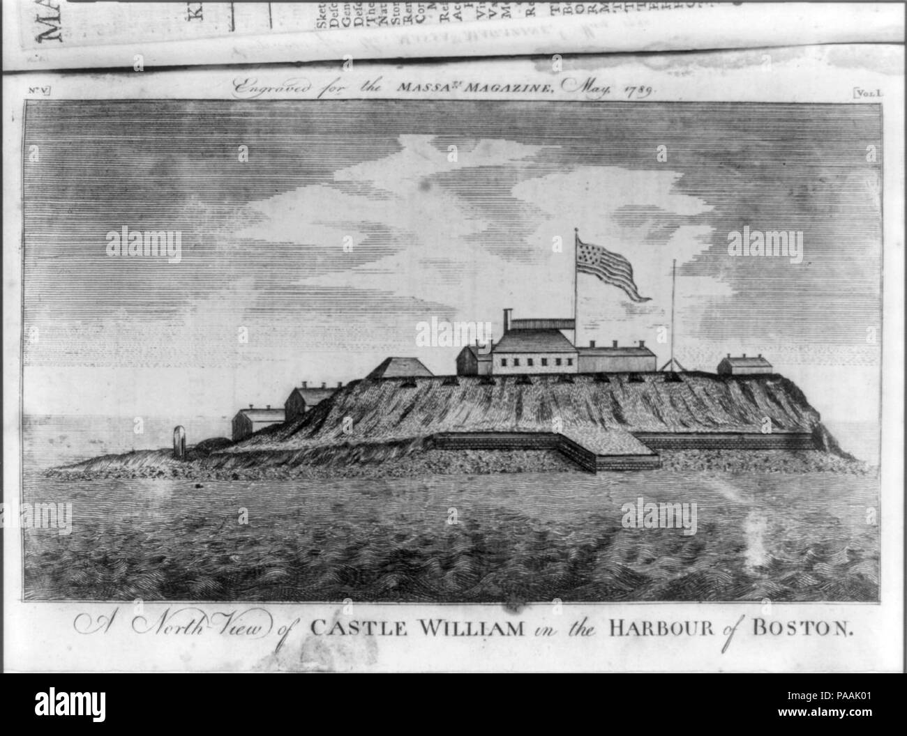 A north view of the Castle William in the harbour of Boston Stock Photo ...