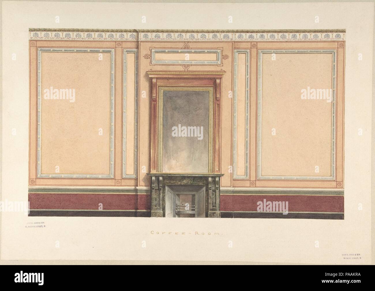 Coffee Room Elevation, Pompeian style. Artist: John Gregory Crace ...