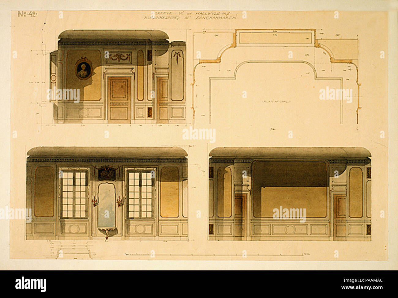 218 Ritning. inrednings - Hallwylska museet - 64340 Stock Photo - Alamy