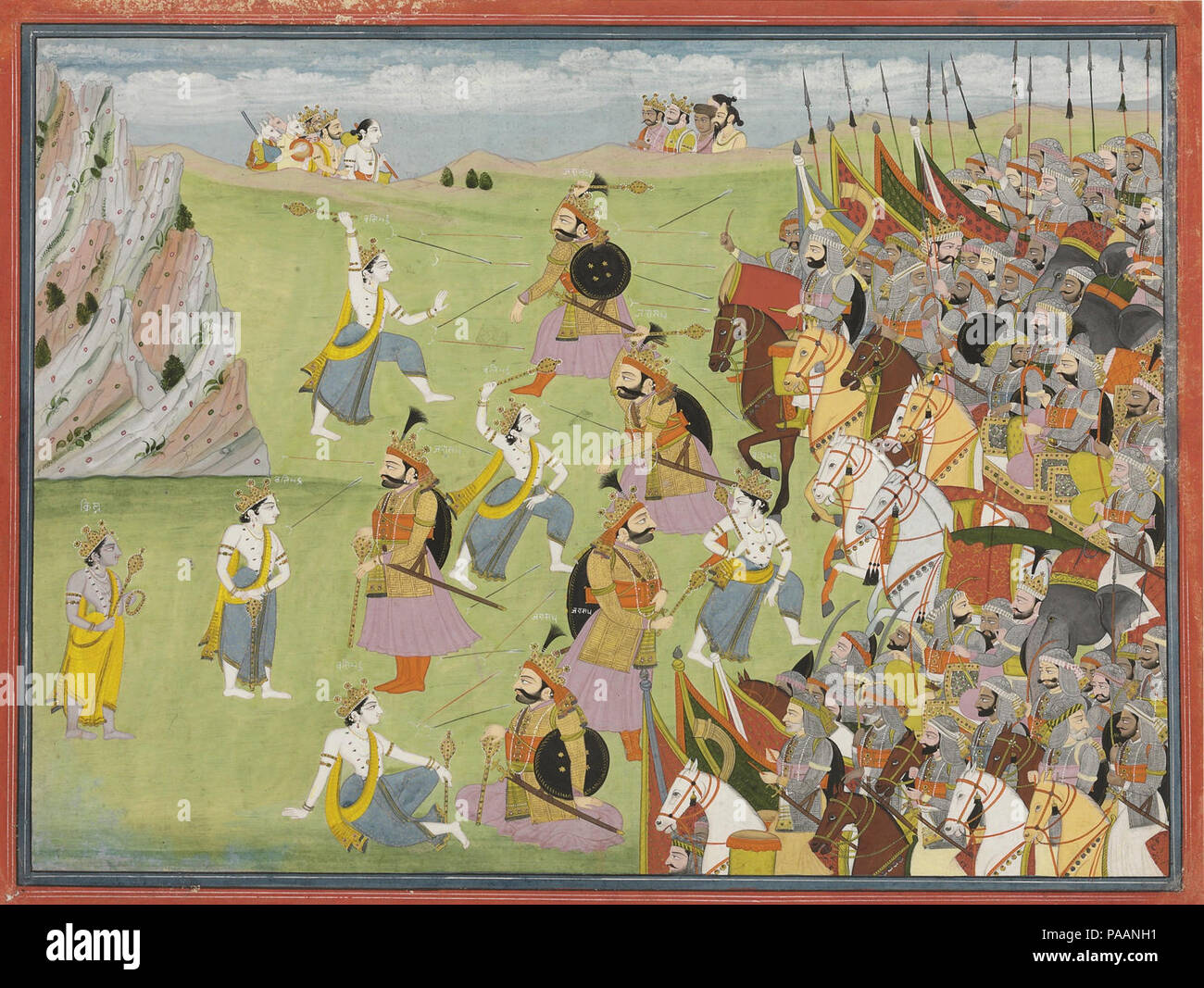 A painting from the Mahabharata Balabhadra fighting Jarasandha Stock ...