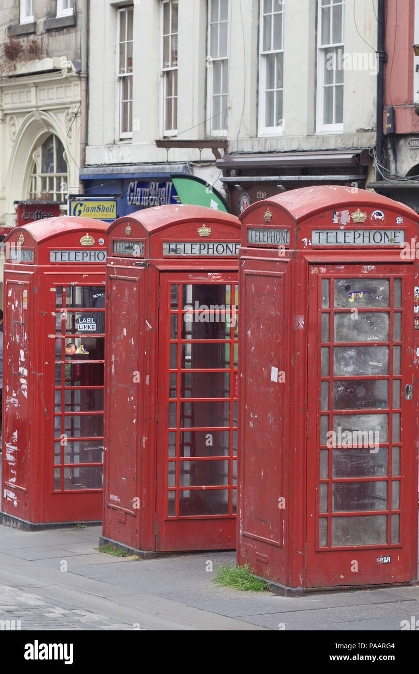 Three damaged telephone boxes hi-res stock photography and images - Alamy